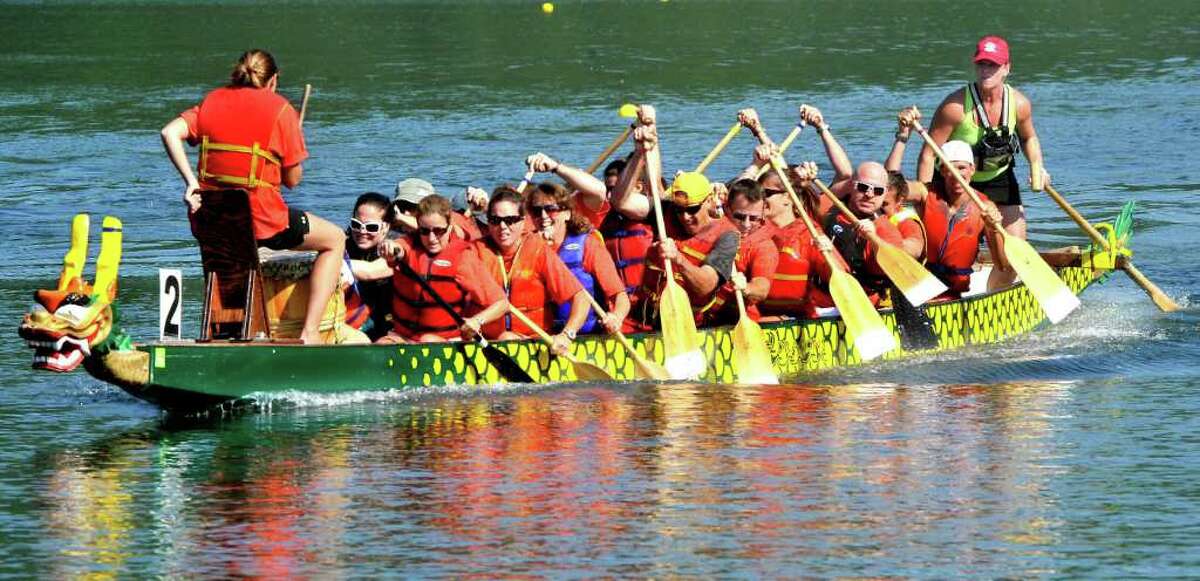 Dragon fire on the water in New Milford