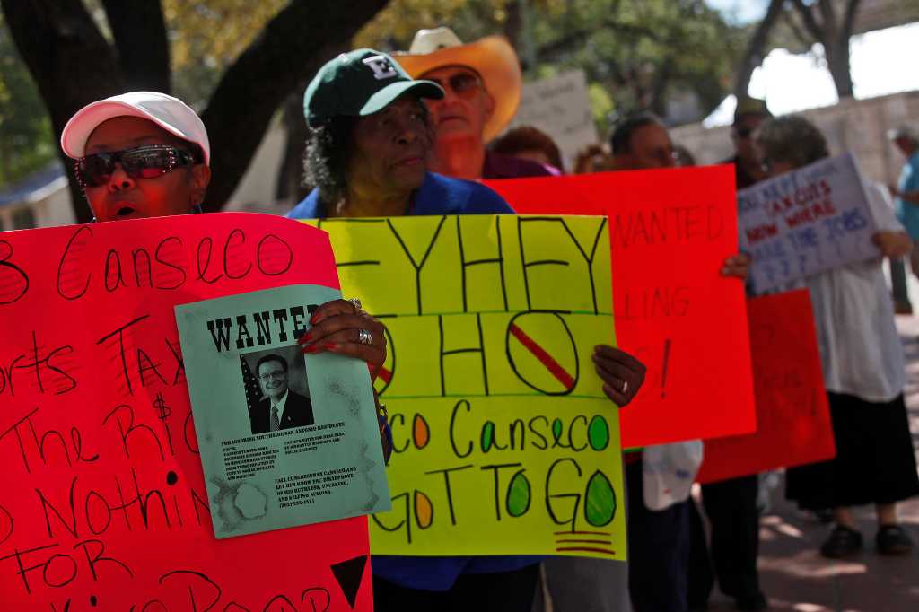 Protesters take fight over Medicare, budget to Canseco