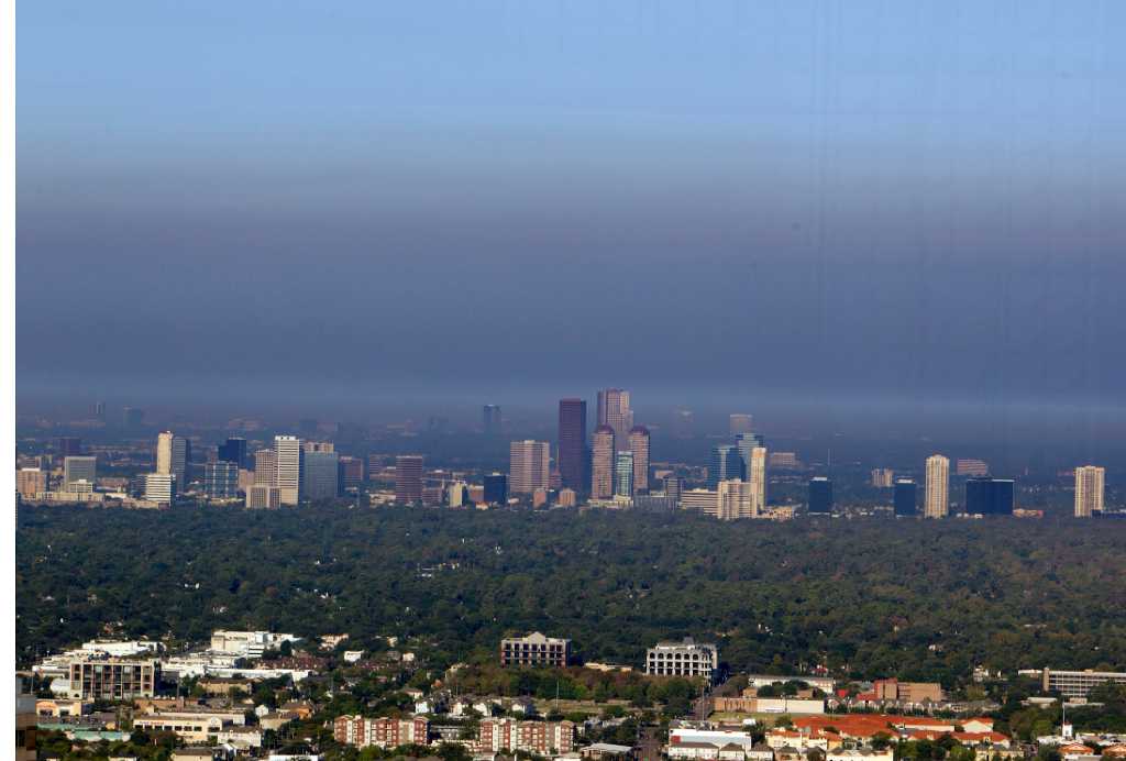 Smoky haze from wildfires over Houston