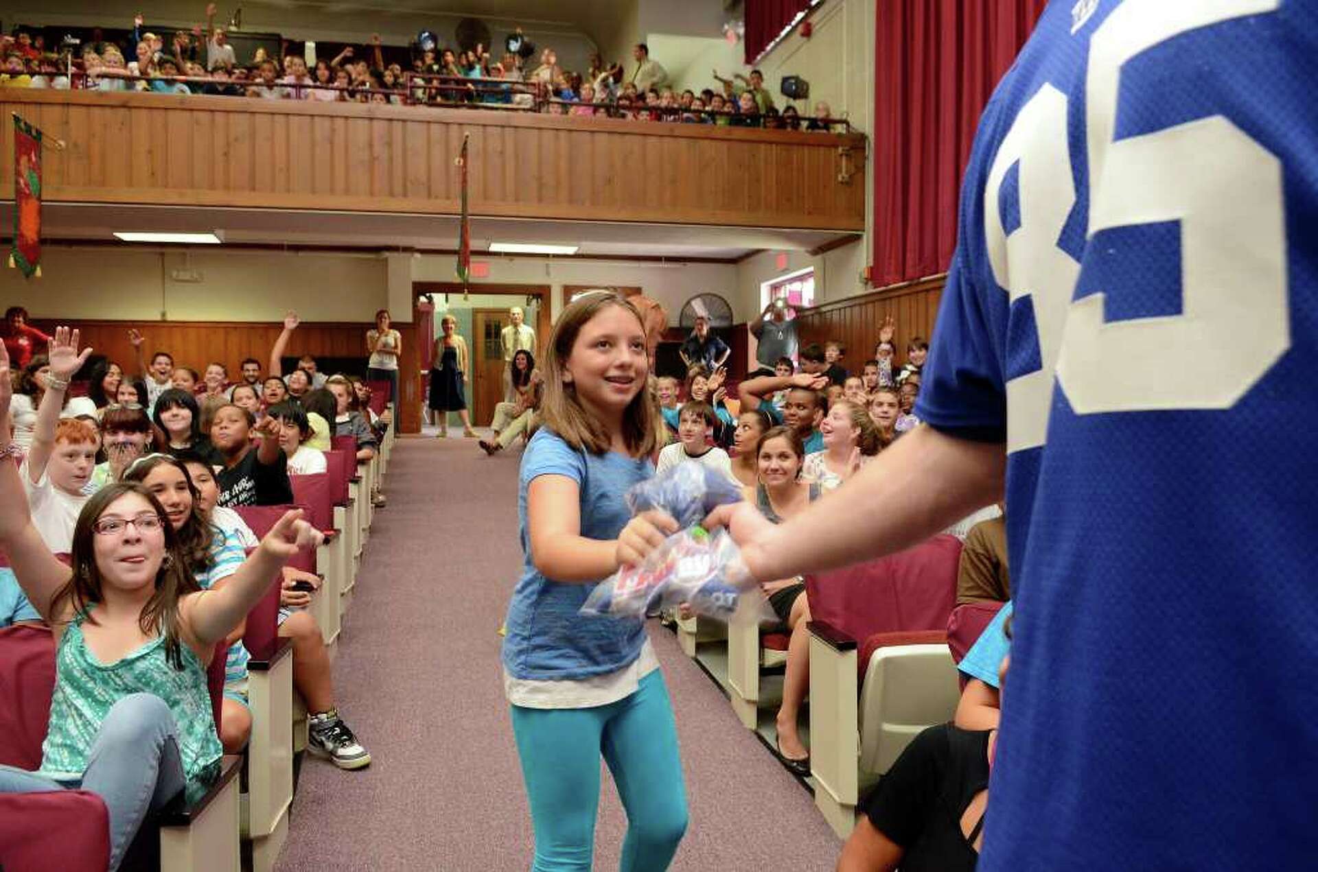 New York Giants surprise students at Dolan Middle School in Stamford