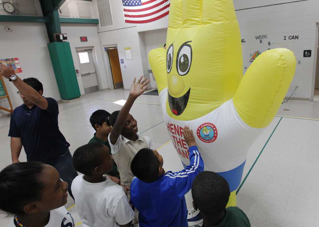 Henry the Hand urges hand-washing