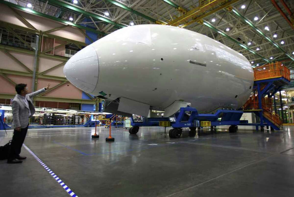 Boeing 787 assembly line, interior tour