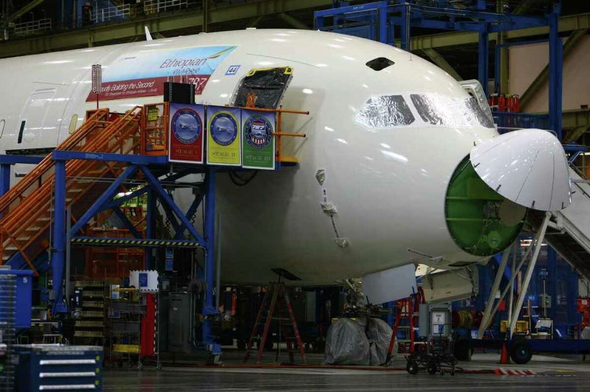 Boeing 787 assembly line, interior tour