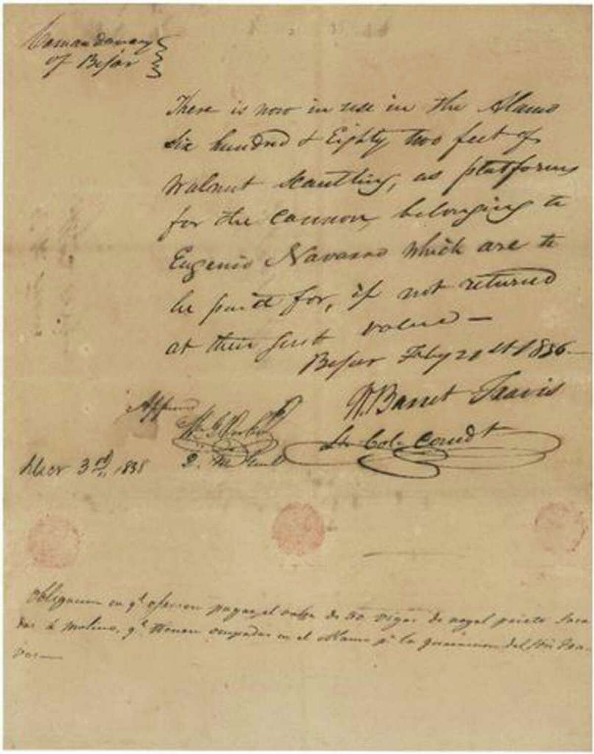 Alamo papers to be sold