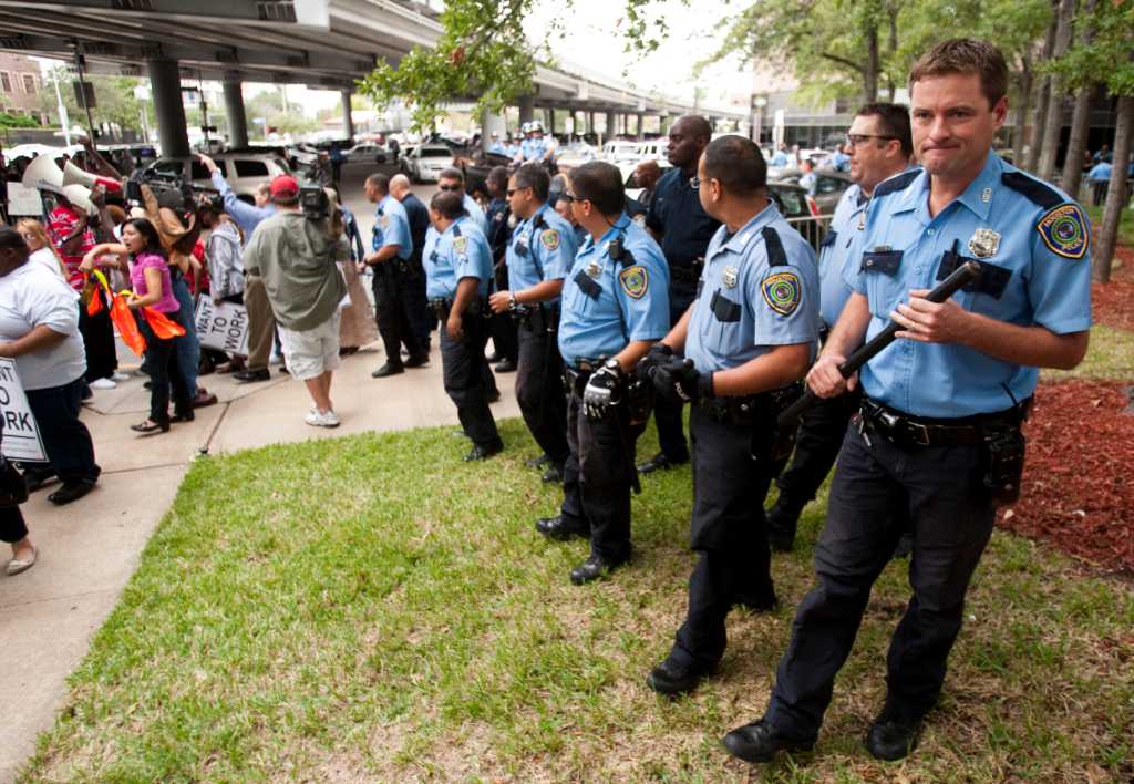 Eight arrested in protests downtown