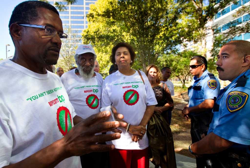 Protesters target BP Houston