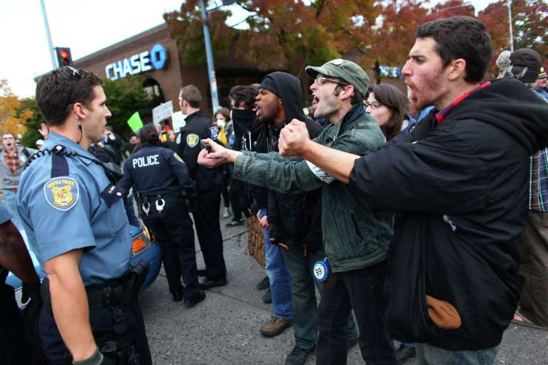 Protesters arrested, pepper-sprayed at Chase bank