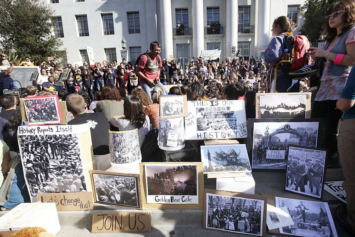 Huge protest at UC Berkeley - vote to set up camp