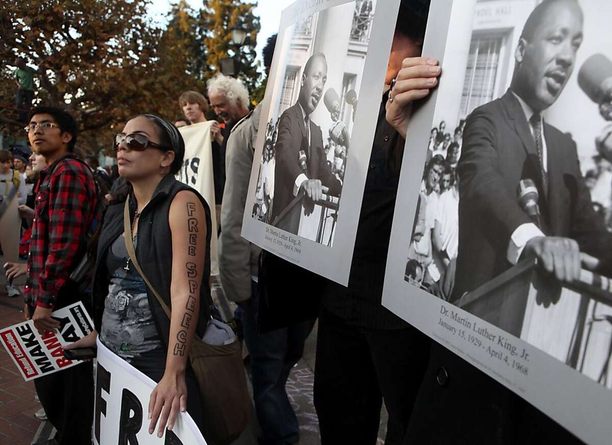 Huge protest at UC Berkeley - vote to set up camp