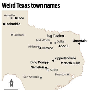 Strange names dot Texas map