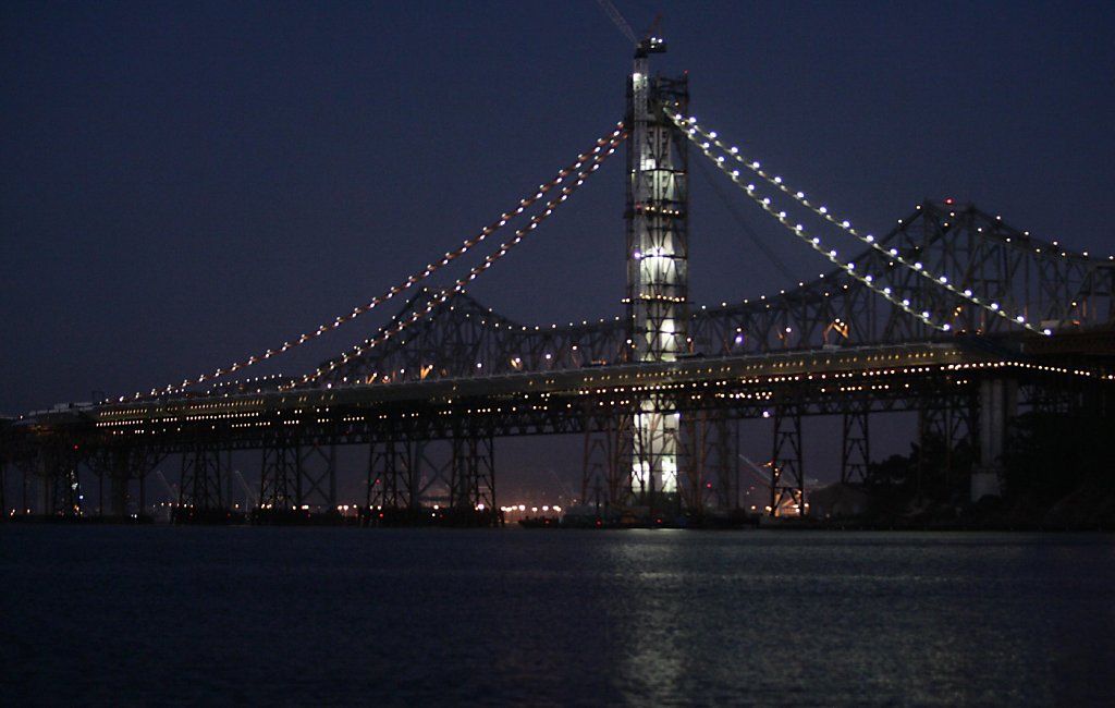 With catwalk lights, new Bay Bridge comes to life