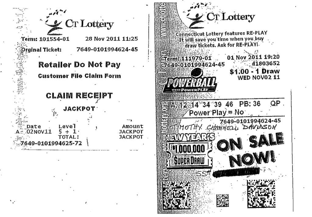 Lottery ticket signed by Greenwich financier