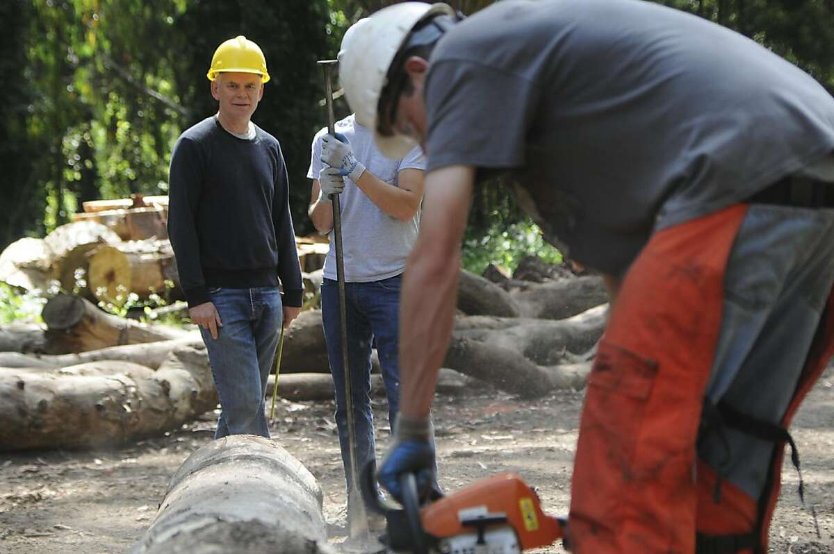 Goldsworthy plots the curves of his linking logs