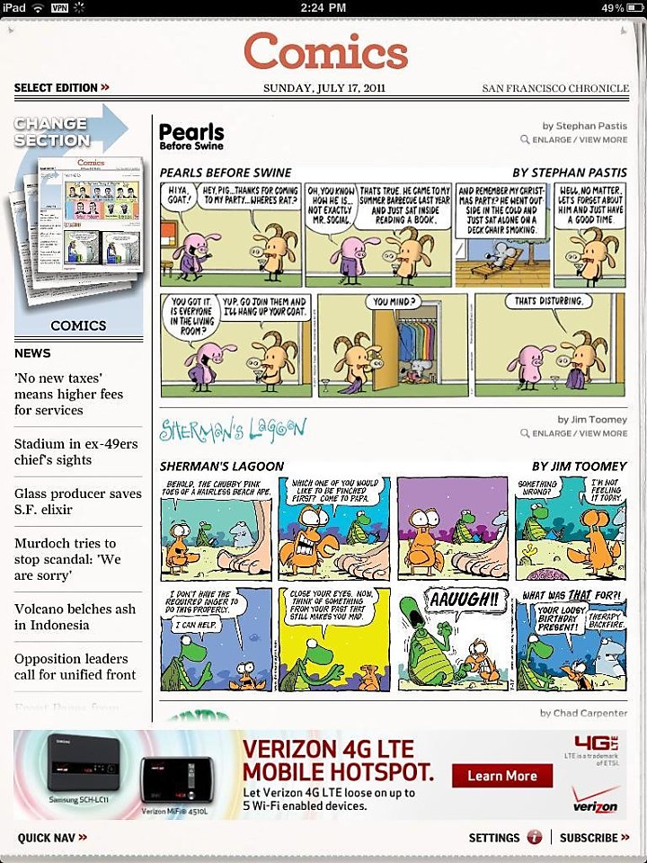 New in the Chronicle iPad app: Comics