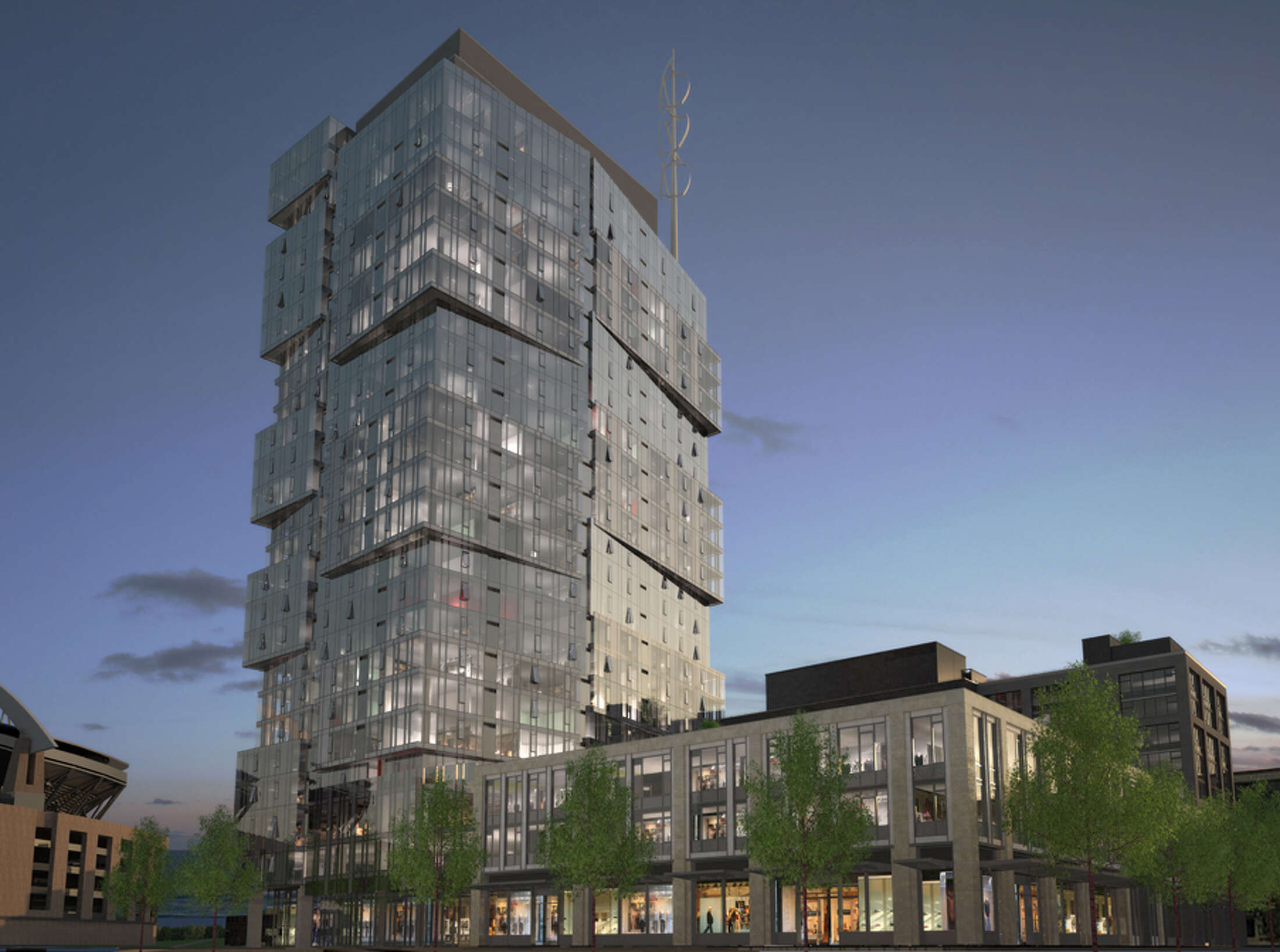 Blocky new building would set tone in stadium north lot