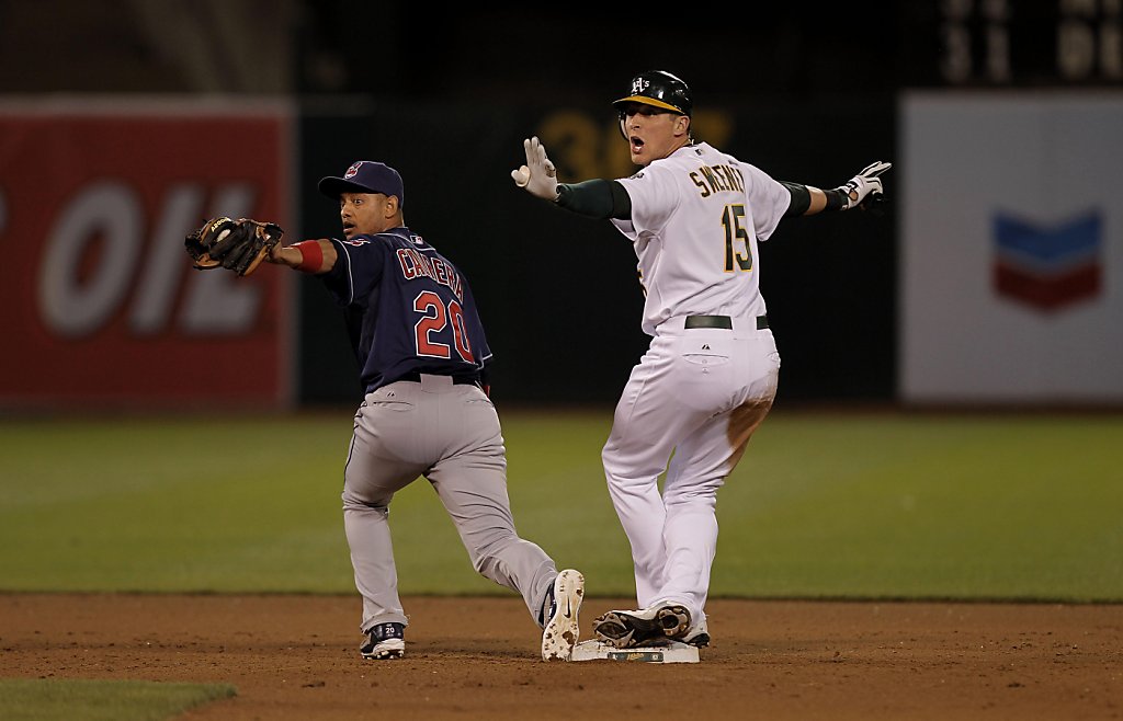 Indians score 3 in 9th to beat A's, 4-1