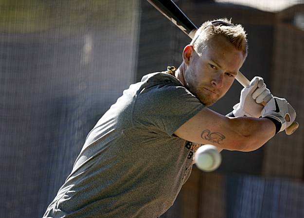A's Daric Barton now a lean, mean hacking machine