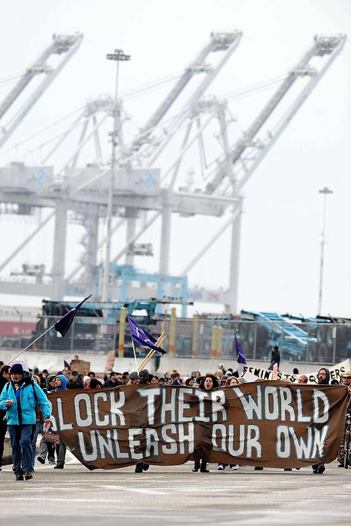 Oakland port workers stay home as protesters rally