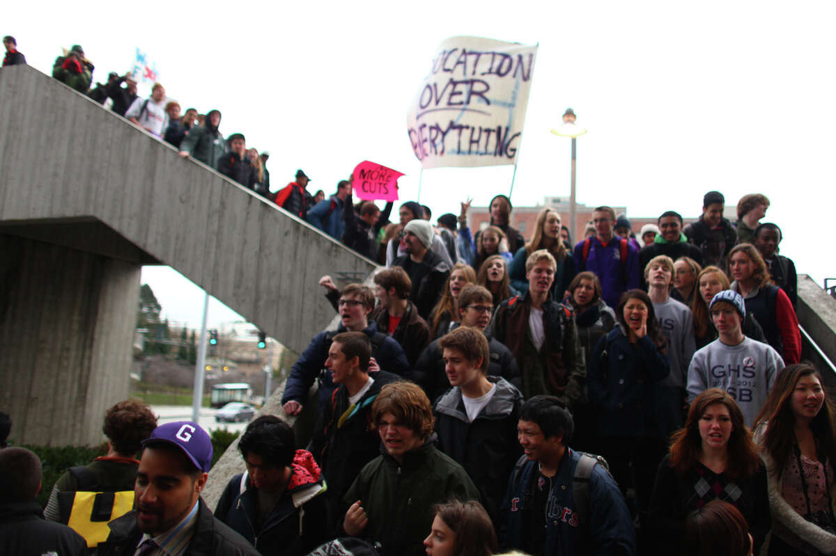 Local high school students walk out, protest education cuts