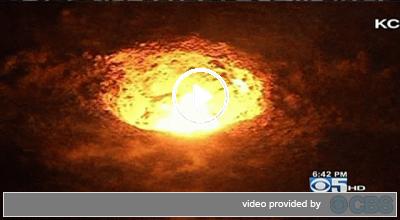 Ruptured gas pipe shoots flames 100 feet into air