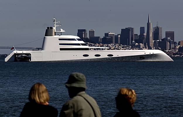 Russian Mega Yacht in the Bay