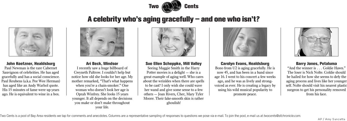 TWO CENTS / A celebrity who's aging gracefully -- and one who isn't?