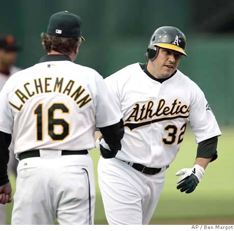 The Jack of all trades / Cust's homer backs Haren as A's dump Giants again