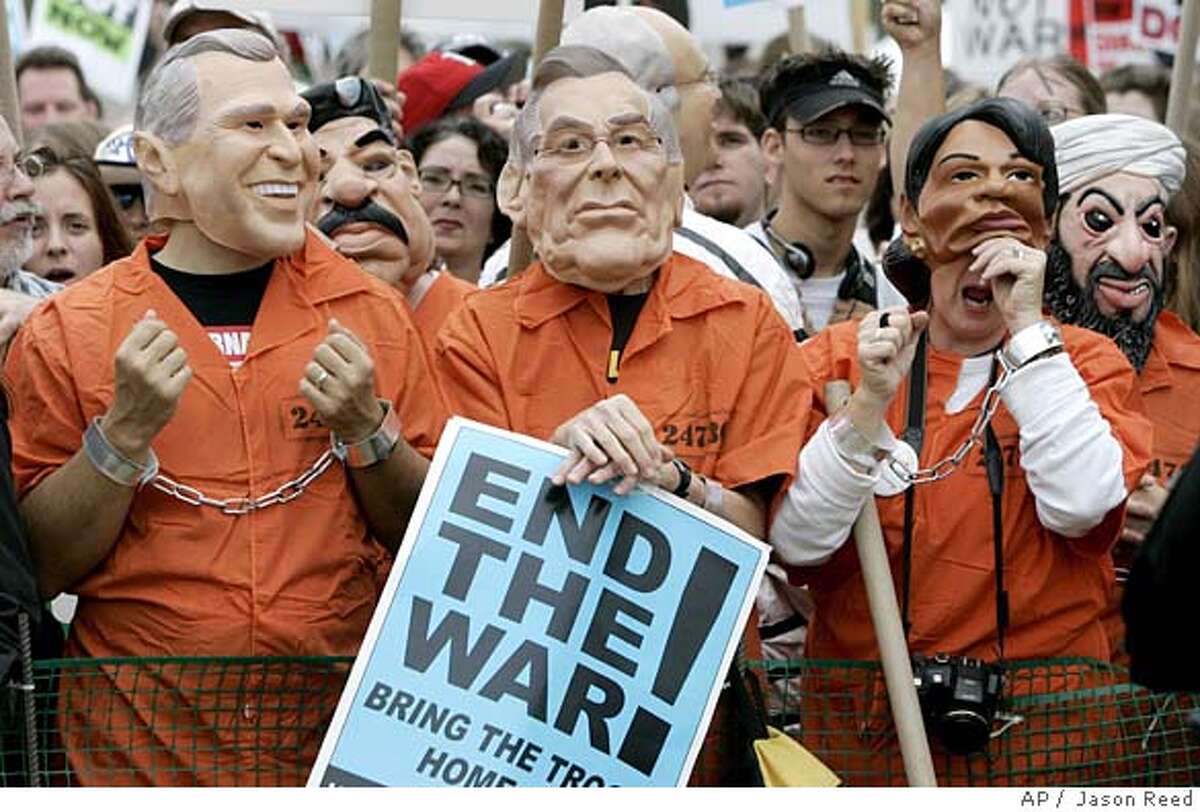 Thousands protest the Iraq war / SF also crowded with Loveparade revelers