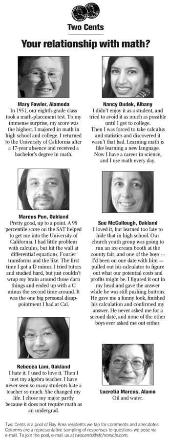 TWO CENTS / Your relationship with math?