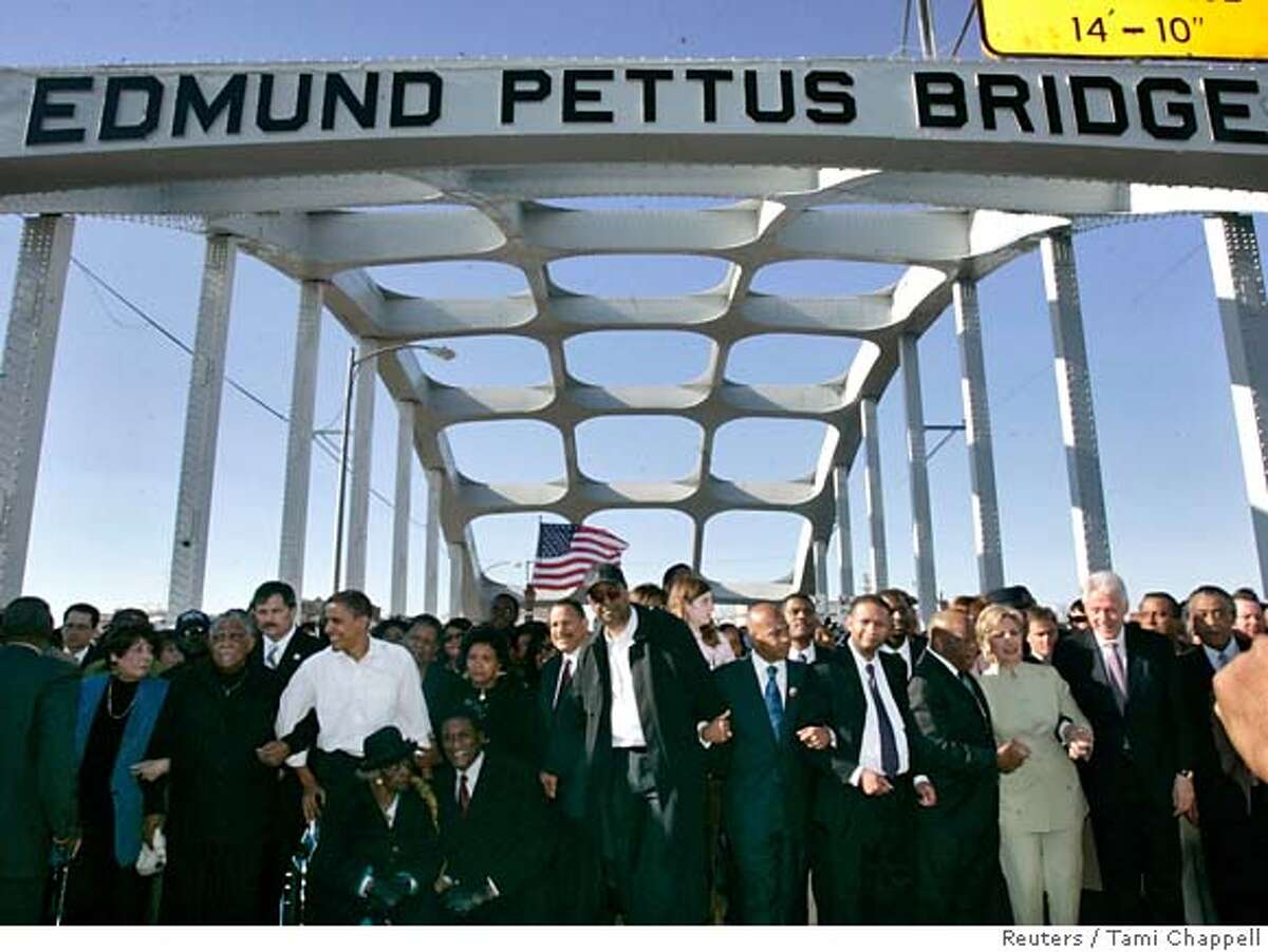 Competitors march in Selma / Democrats Obama and Clinton vie for black ...