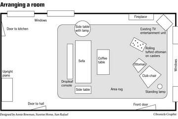 Room's many windows and doors make it hard to arrange furniture