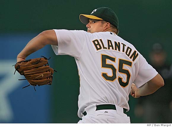 Pitching powers A's / Blanton stretches team's winning streak to six ...