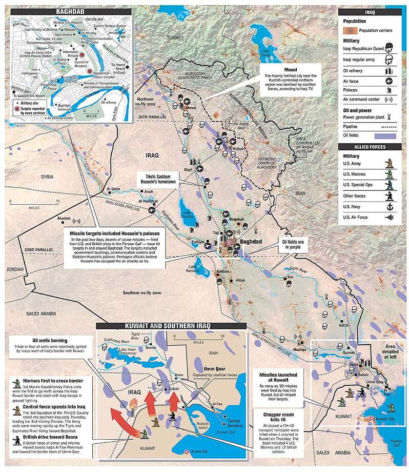 Racing into Iraq -- Rage in S.F. streets / THE BATTLE: Lack of ...