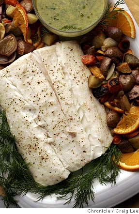 Citrusy halibut warms up to kosher Rieslings, Moscatos