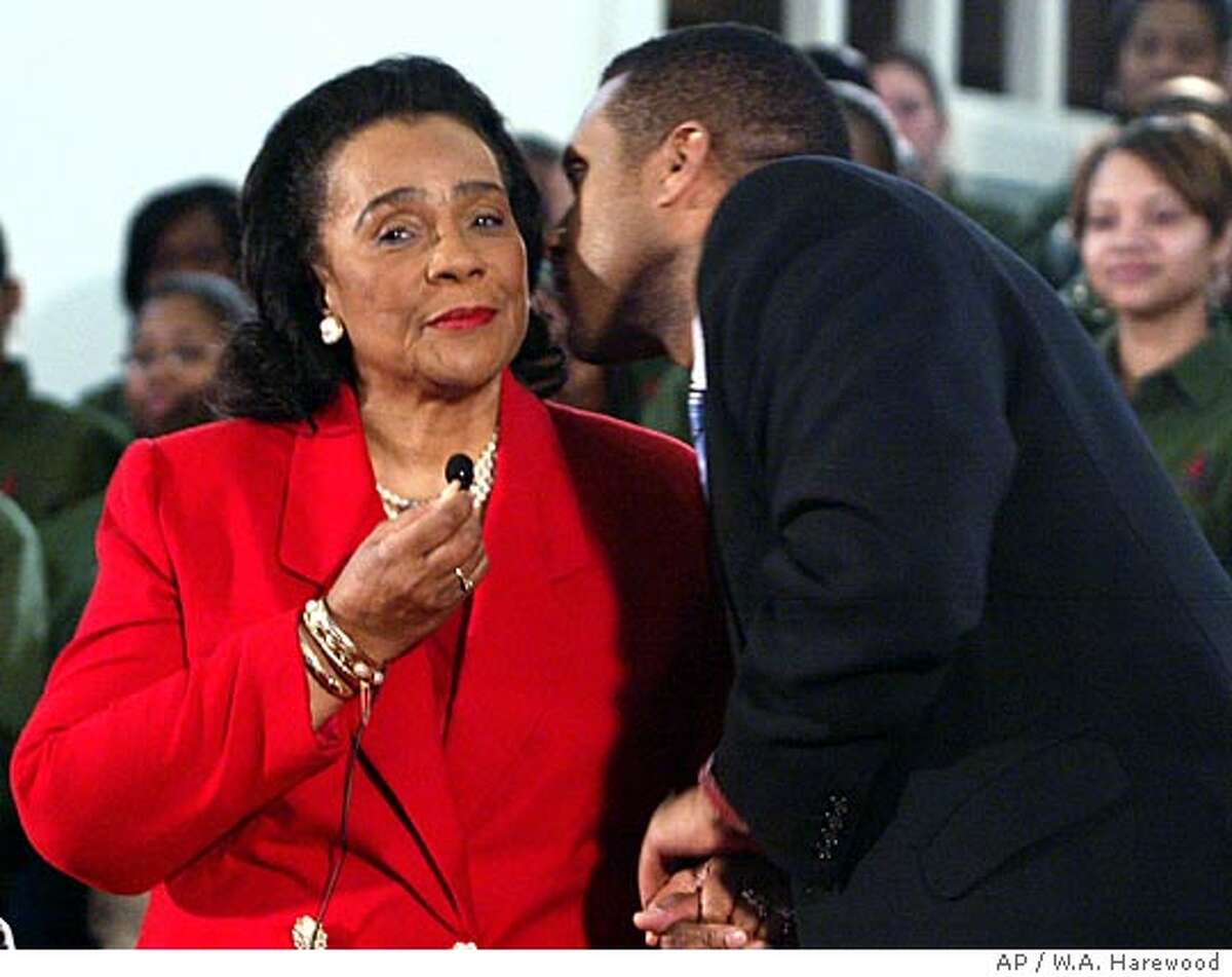 King's widow speaks from his pulpit