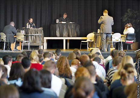 Trial has rapt audience -- students / But don't-drink-and-drive message ...