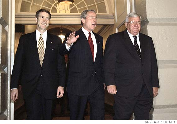 Bush rallies GOP troops in rare Capitol Hill visit / President attempts ...