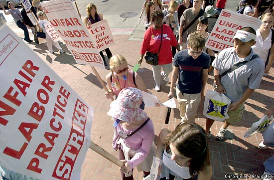 Clerks at Cal strike on first day of semester / Pay, health insurance ...