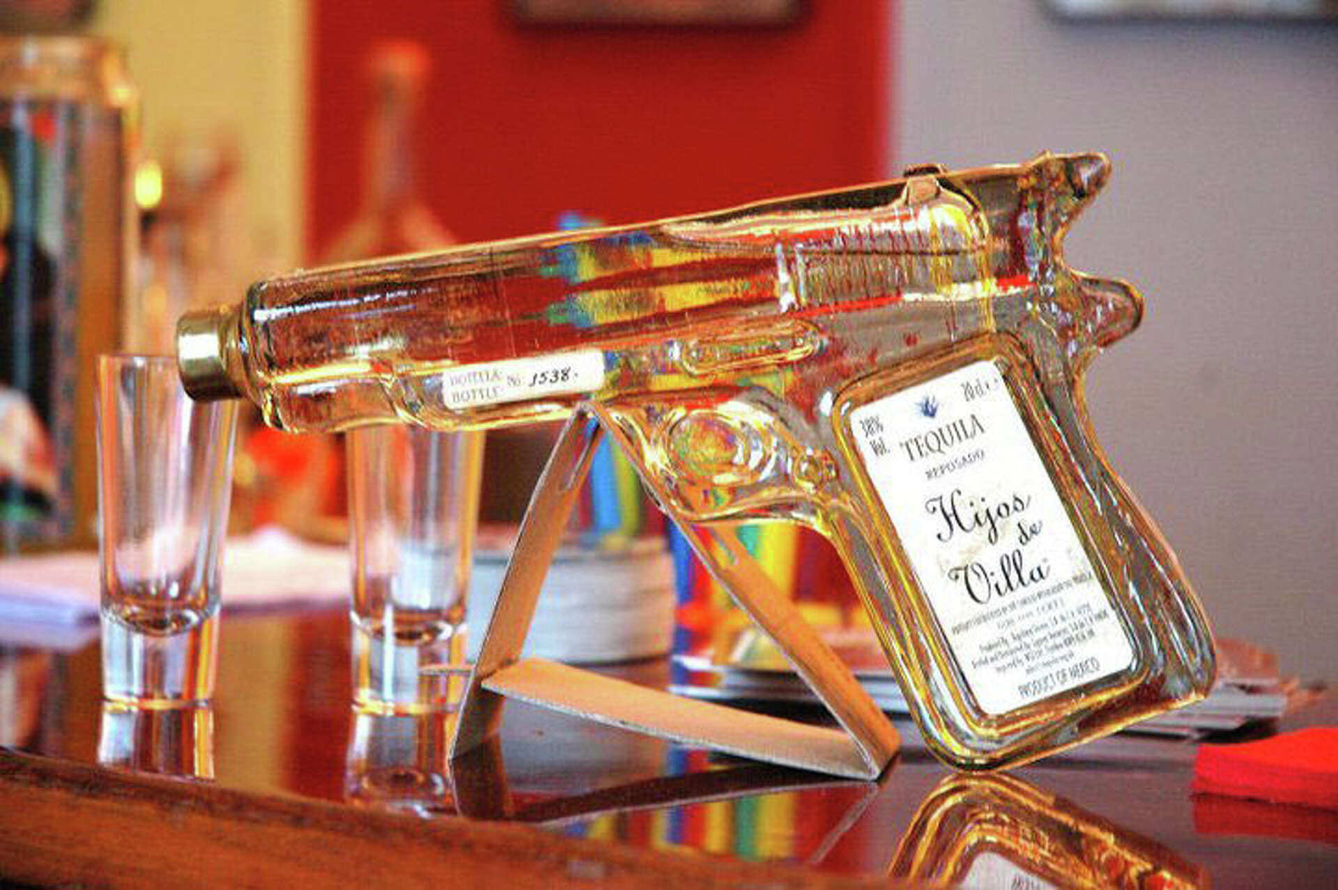 Weapon-shaped liquor bottles popular with collectors