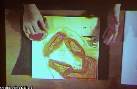 Art from hands, wood and color