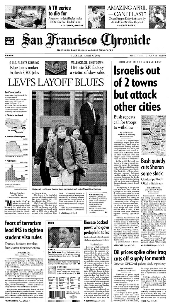The Chronicle Front Page, April 9, 2002