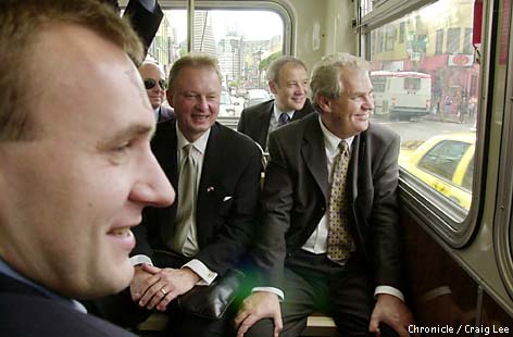 Czech leader takes ride on Muni / His country selling bus bodies to S.F.
