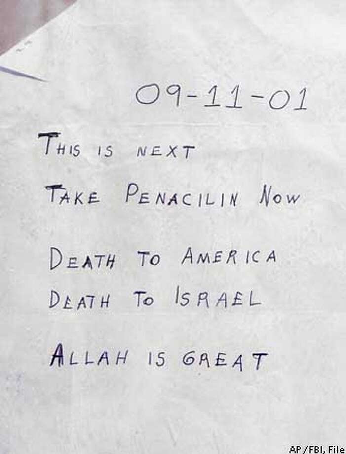 Experts puzzle out clues in anthrax-tainted letters / Culprit could be ...