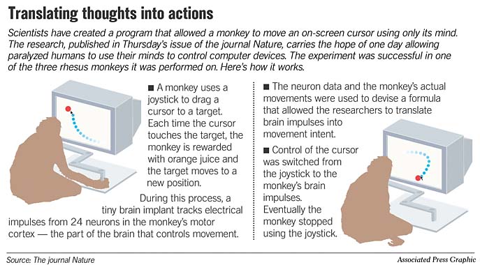Monkey think, monkey compute / M&M-size brain implants allow control of ...