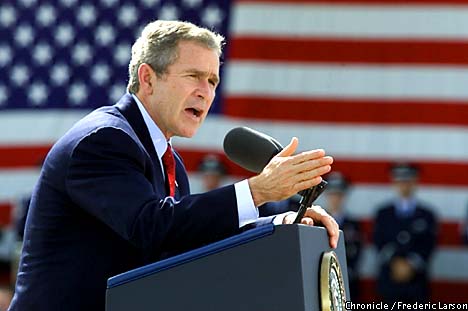 Bush tells Californians to stand fast / He warns that war could last 2 ...
