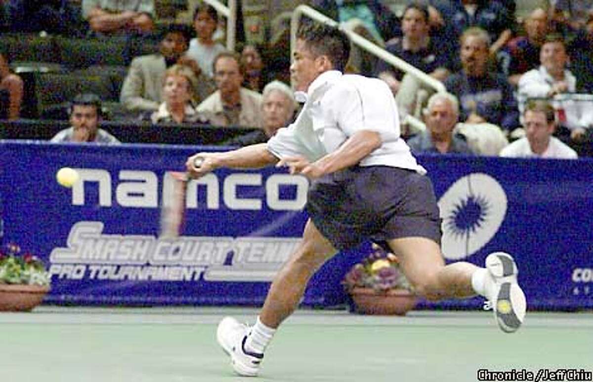 Sweating it out / Agassi advances after dropping 1st set to qualifier