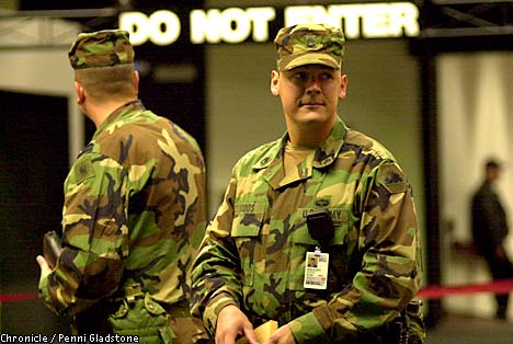 National Guard on duty at SFO / Governor flies in to welcome troops