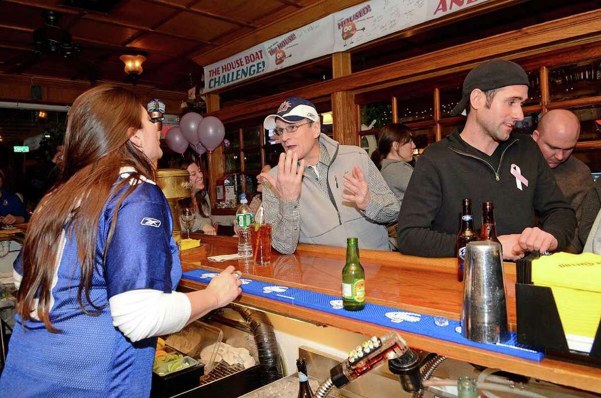 A 'man cave' with pink ribbons