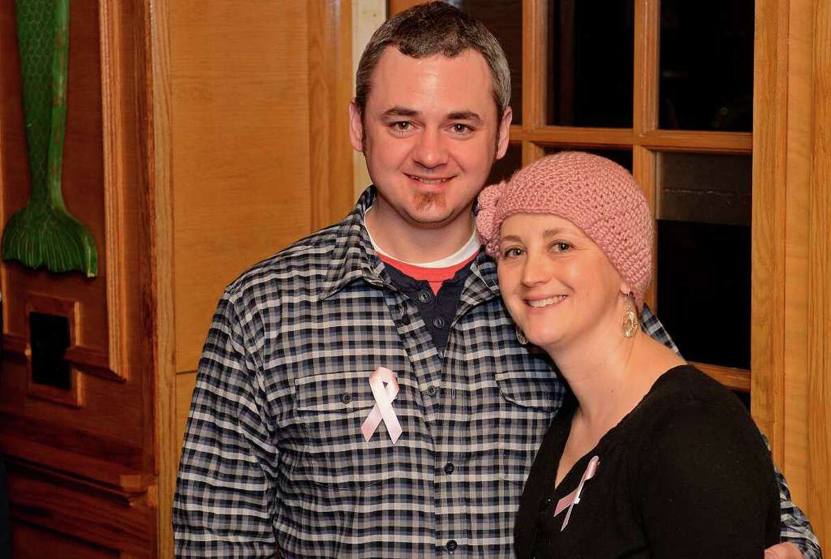 A 'man cave' with pink ribbons