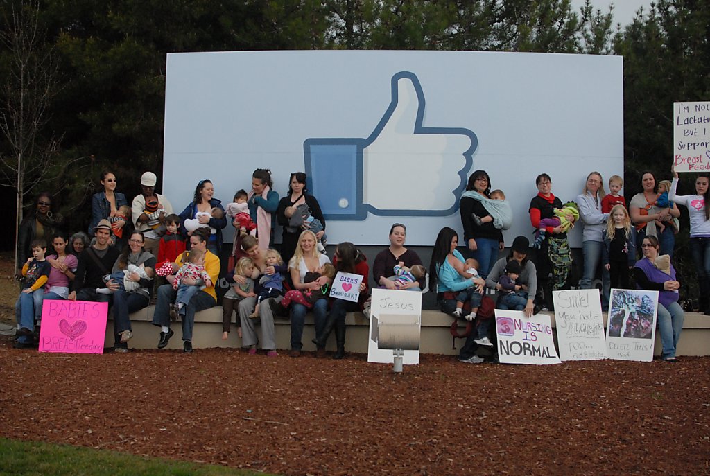 Breastfeeding moms hold Facebook nurse-in protest